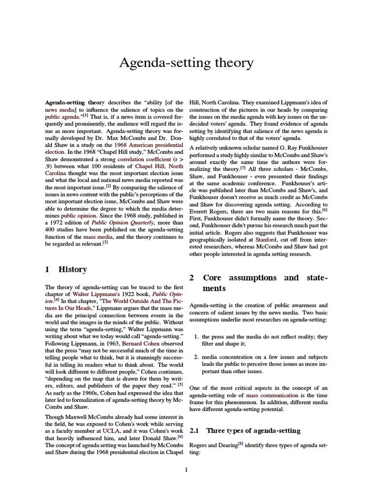 Agenda Setting Theory | PDF | Framing (Social Sciences) | Emergence