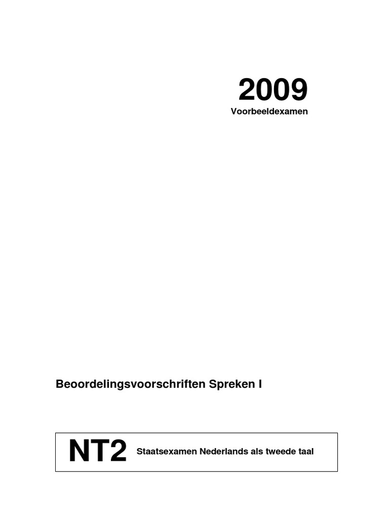 Antwoorden Examen NT2 Programma I Spreken 2009 | PDF