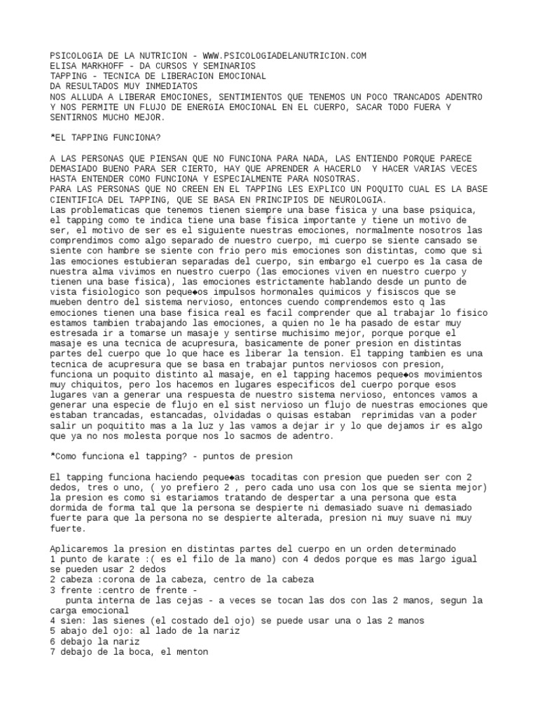 Tapping - Tecnica de Liberacion Emocional | Descargar gratis PDF ...
