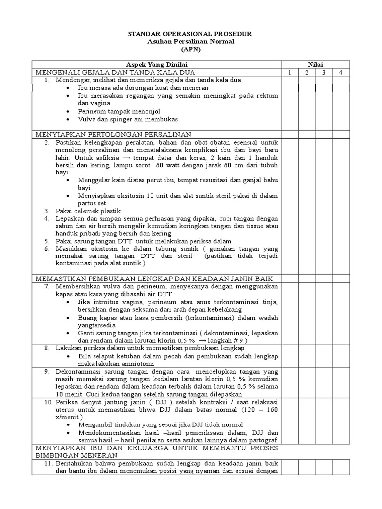 Daftar Tilik APN | PDF | Kesehatan Holistik