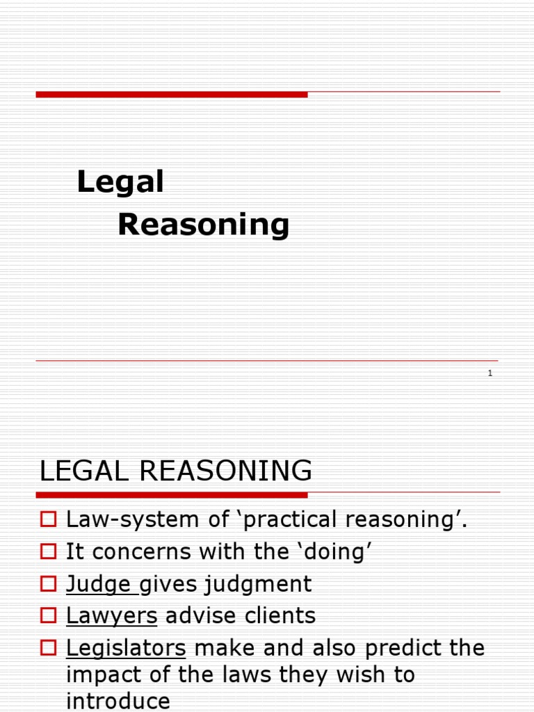 149743_L2- Legal Reasoning.ppt | Inductive Reasoning | Reason
