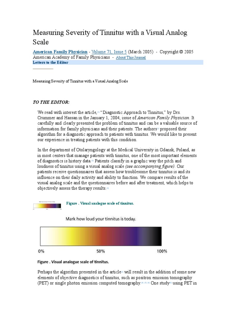 Measuring Severity of Tinnitus With A Visual Analog Scale | PDF ...