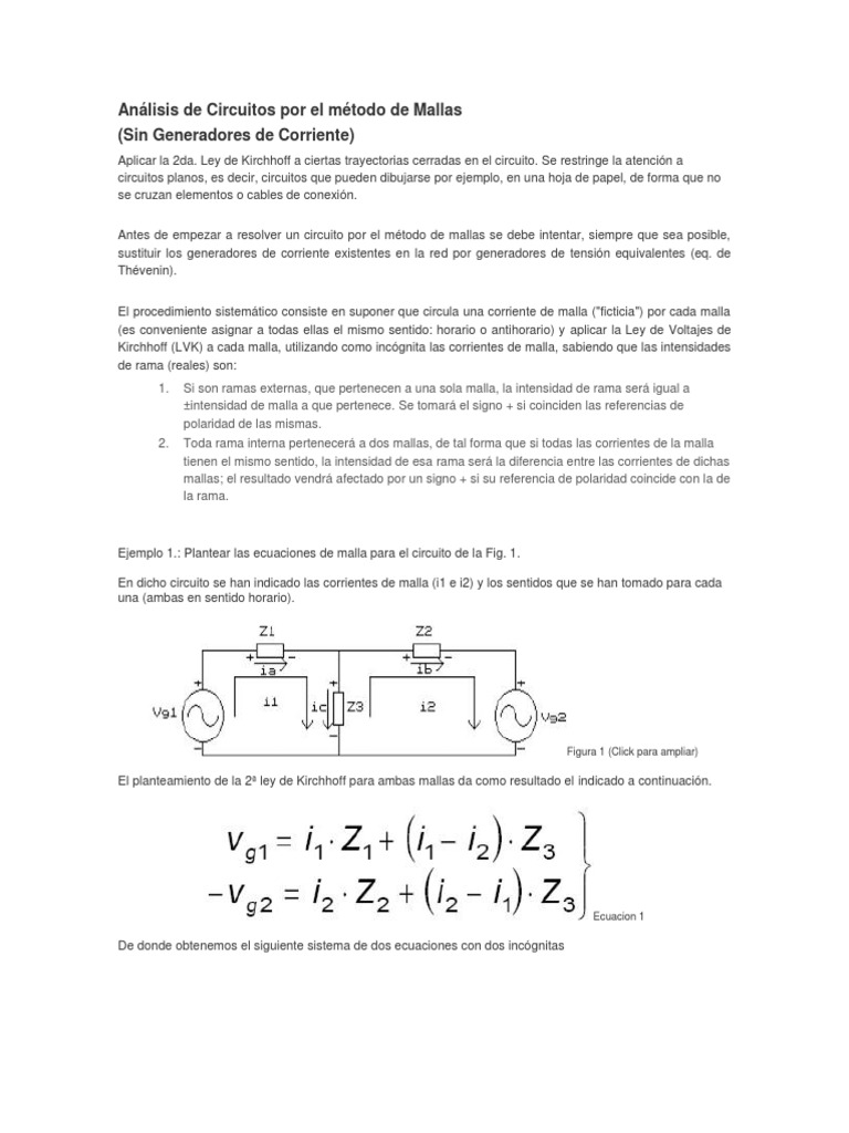 Analisis de Circuitos Por El Metodo de Mallas | PDF | Análisis de red (circuitos eléctricos ...