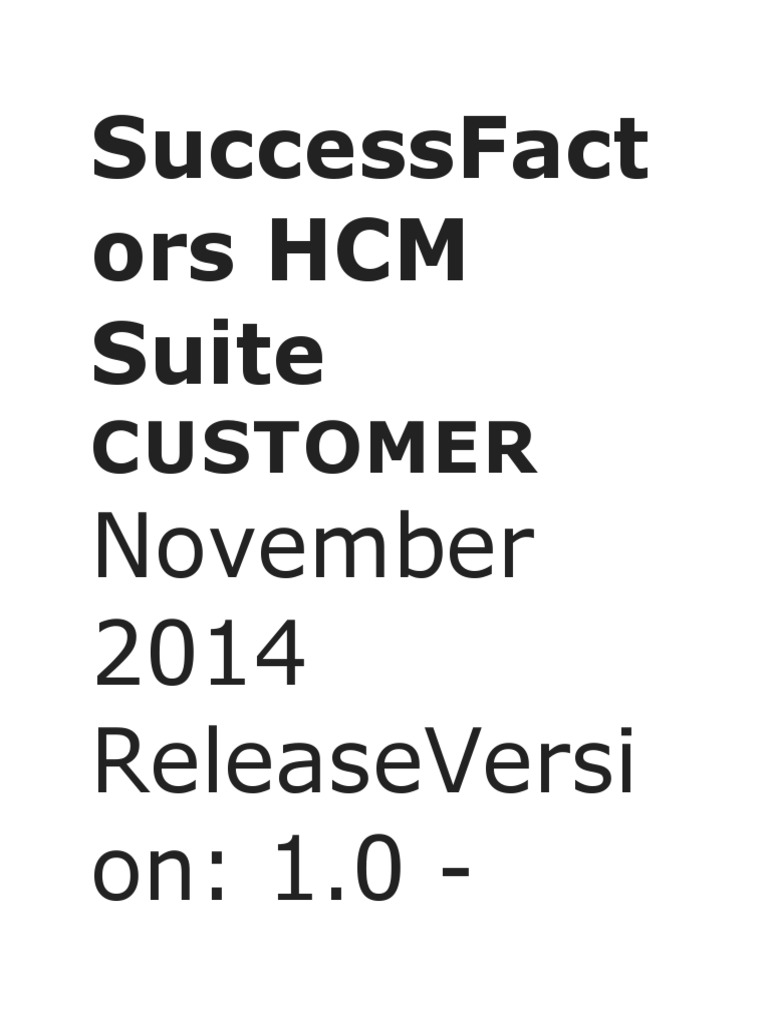 SuccessFactors HCM Suite | PDF