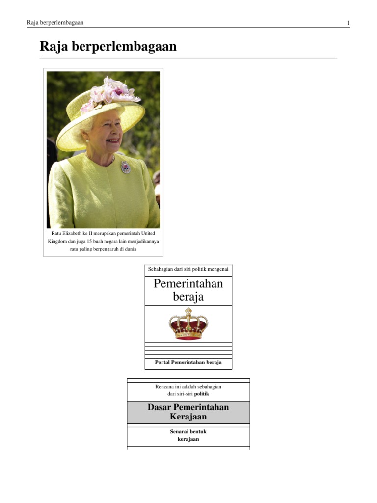 Raja Berperlembagaan dan Sejarahnya | PDF