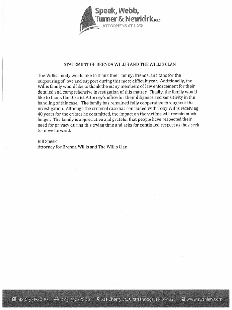 Statement of Brenda Willis & The Willis Clan | PDF