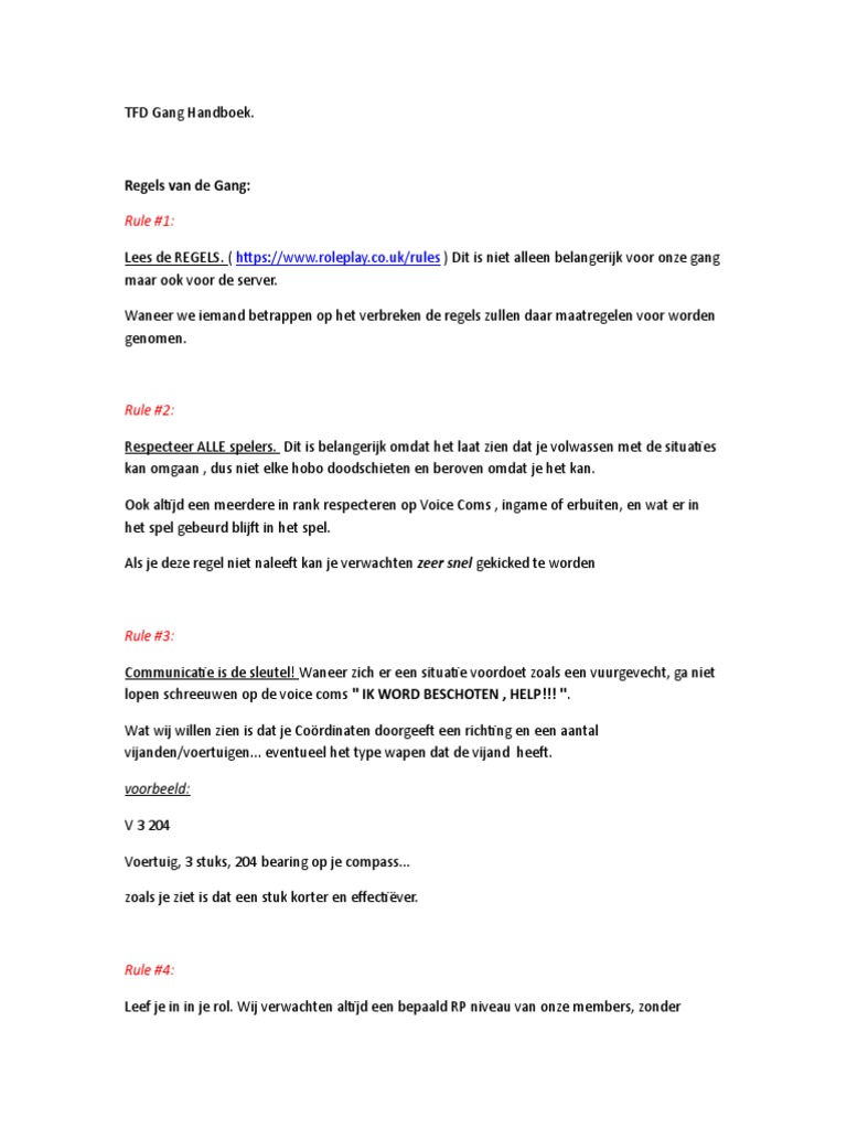 Regels Van de Gang:: Rule #1 | PDF