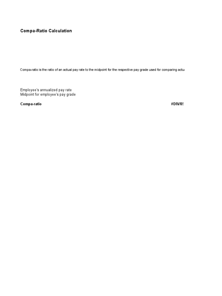 Compa-Ratio Calculation: Employee's Annualized Pay Rate Midpoint For ...