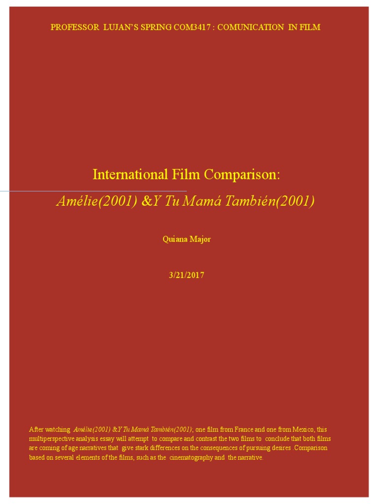 International Film Comparison | PDF | Cinematography | Color