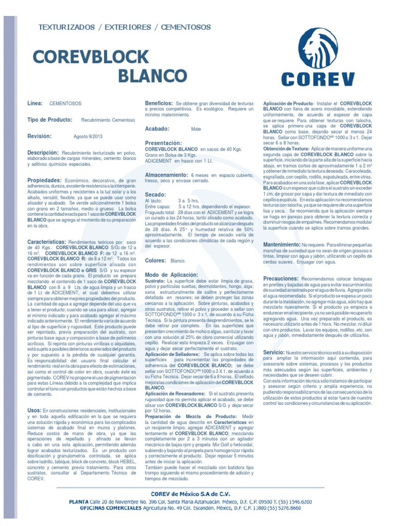 Corev Block Blanco | PDF | Pinturas | Pintar