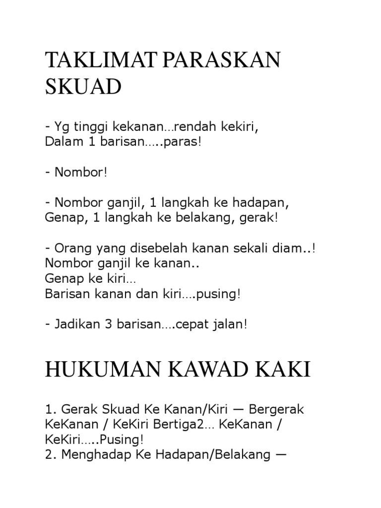 Taklimat Paraskan Skuad | PDF