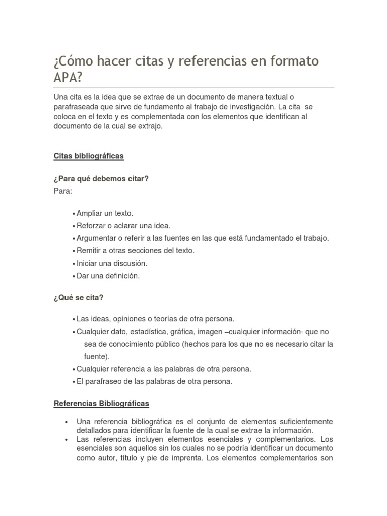 Cómo Hacer Citas y Referencias en Formato APA (1) | Publicación ...