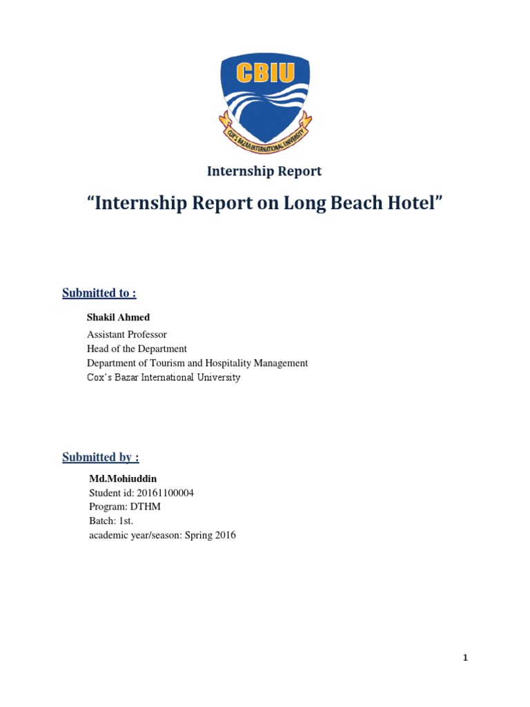 Internship Report Demo | PDF | Hotel | Restaurants
