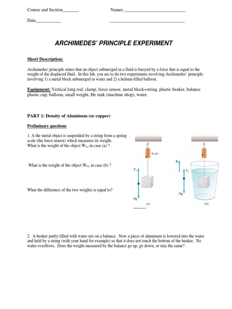 Archimedes LAB PDF | PDF | Balloon | Buoyancy