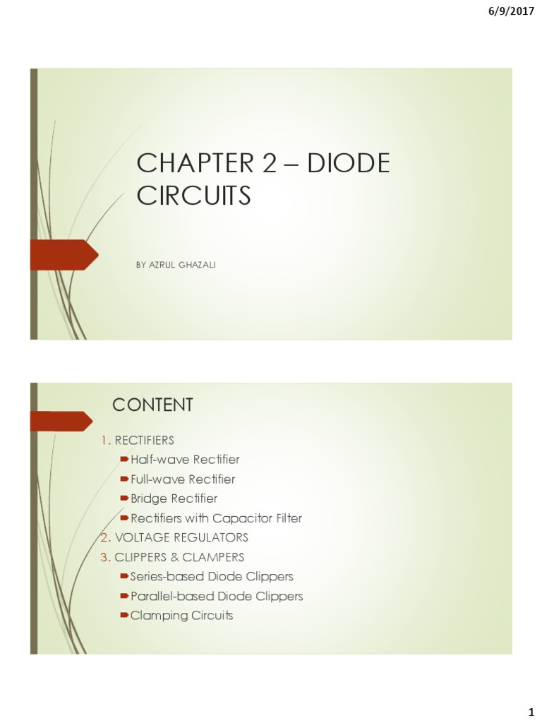 Chapter 2 - Diode Applications | PDF | Rectifier | Manufactured Goods
