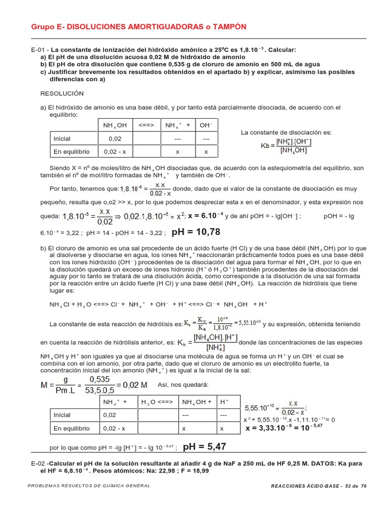 Disoluciones Reguladoras | PDF | Ph | Amoníaco