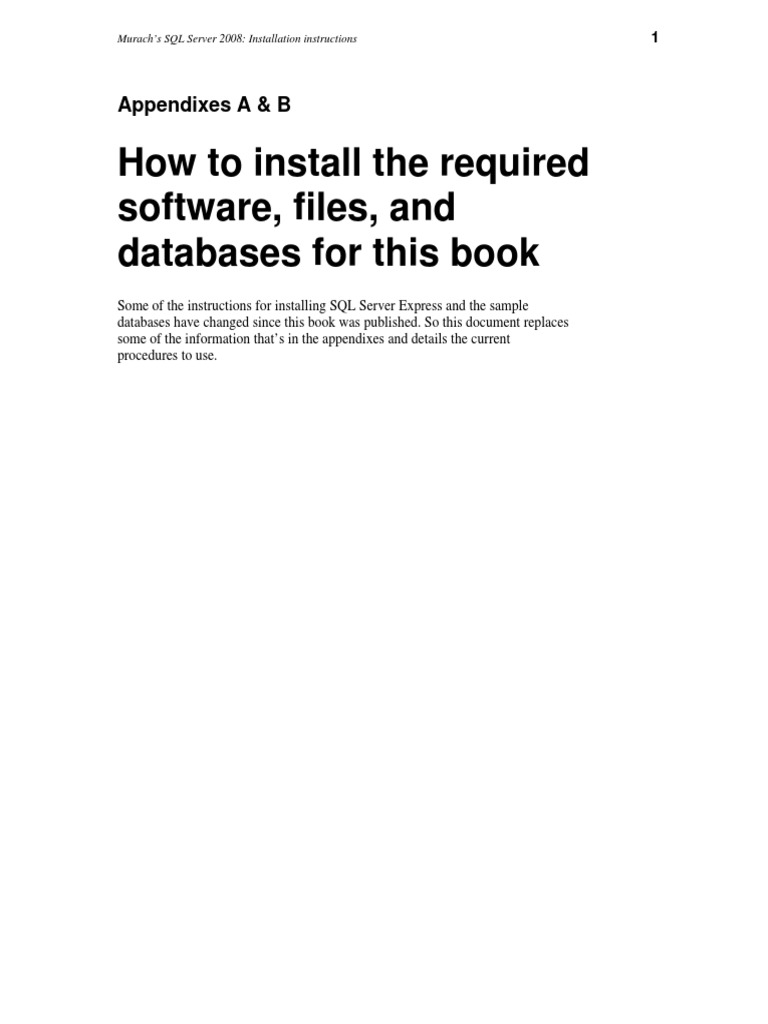 Murach SQL Server 2008 Examples Installation Guide | PDF | Microsoft ...