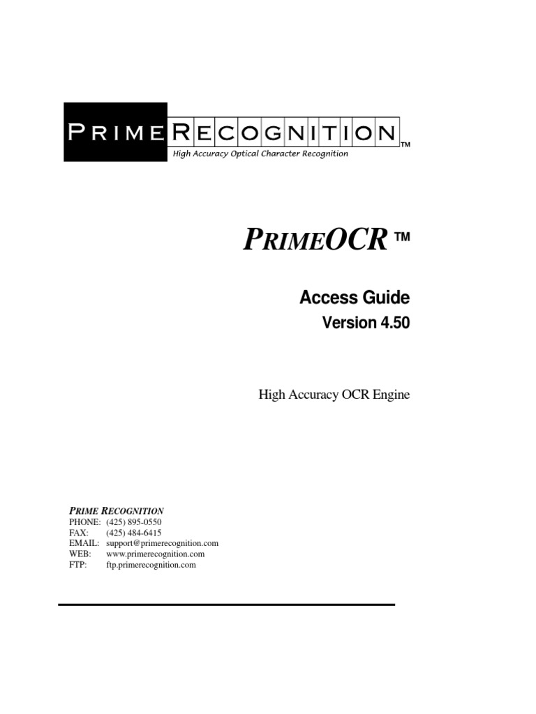 PrimeOCR Manual | PDF | Optical Character Recognition | Image Resolution