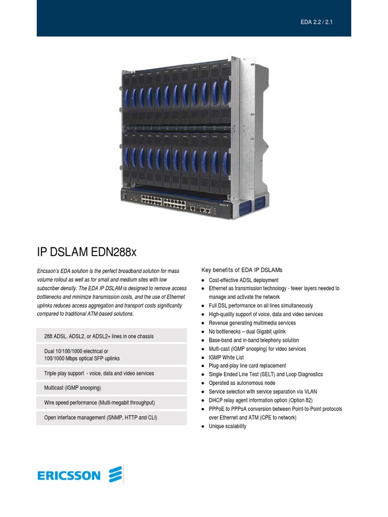 Ericsson Eda Ip Dslam Edn288x | PDF | Quality Of Service | Digital ...