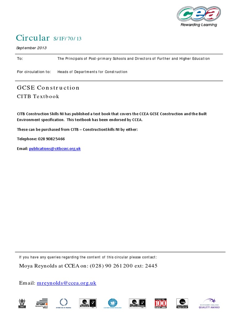 Circular: GCSE Construction | PDF | Books | Further Education