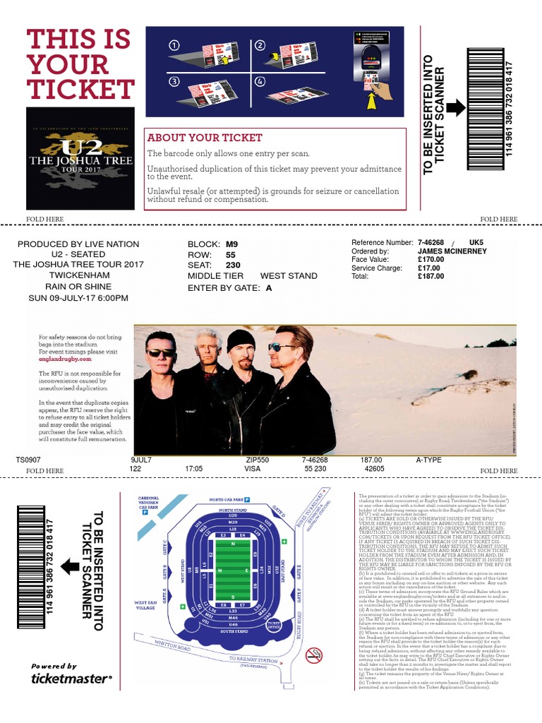 U2 Tickets PDF | PDF | Stadium | Ticket (Admission)