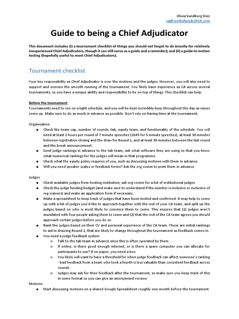 Guide To Being A Chief Adjudicator | PDF | Sexism | Politics (General)
