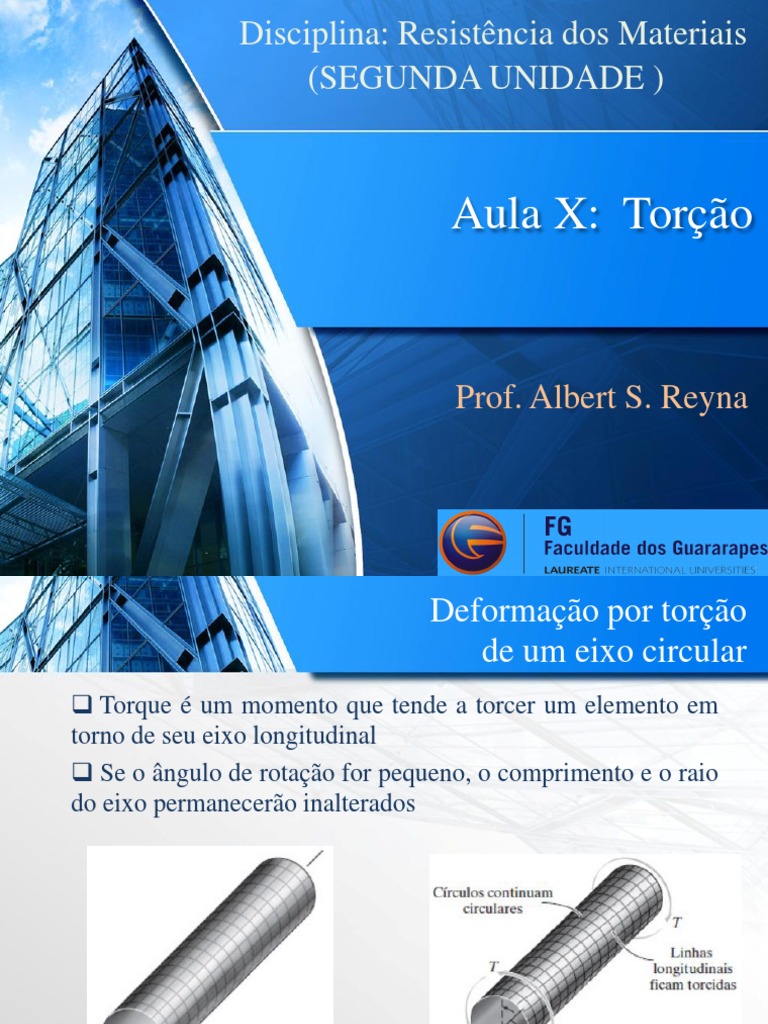 Aula Torção PDF | PDF | Estresse (Mecânica) | Torque