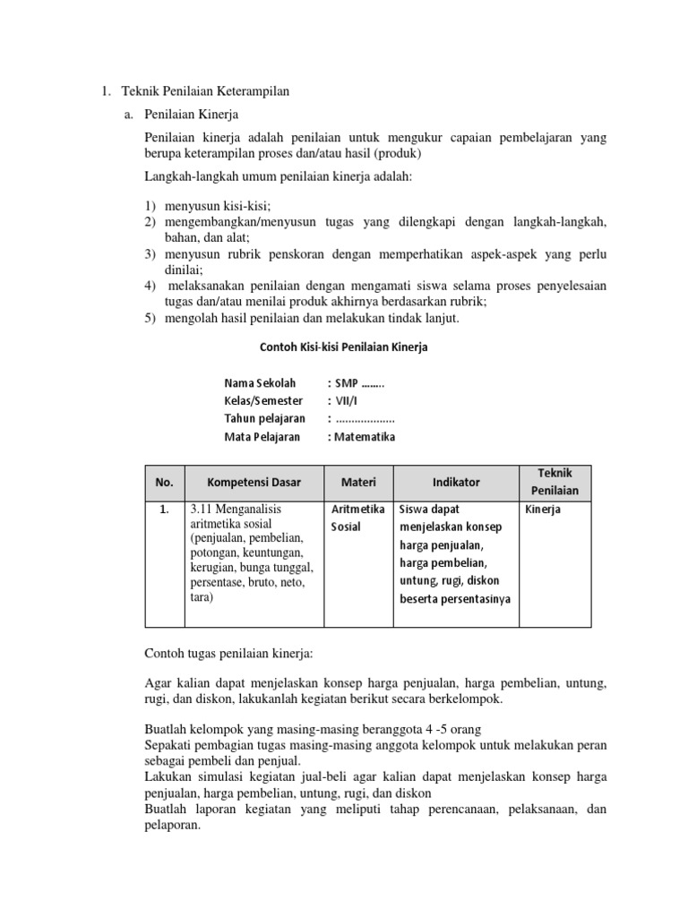 Teknik Penilaian Keterampilan | PDF