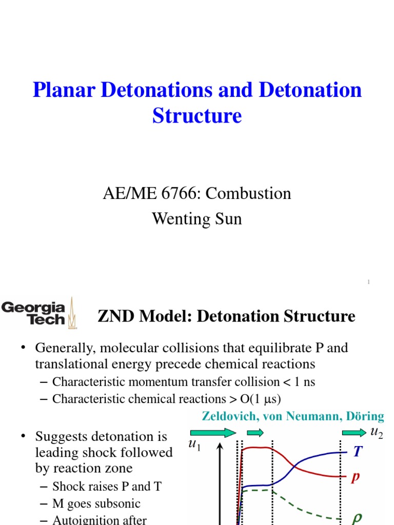 Planar Detonation Structure and ZND Model | PDF | Chemical Reactions ...