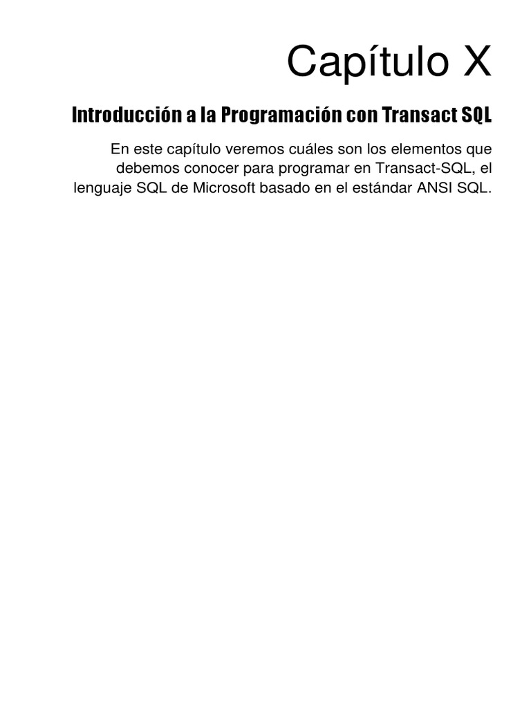 Cap10-V2-Introducción A La Programación Con Transact SQL PDF | PDF | SQL | Tabla (base de datos)