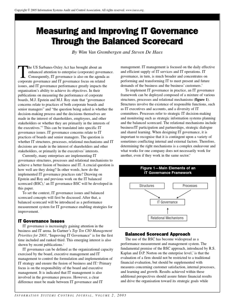 IT Governance Through Balanced Scorecard PDF | PDF | Corporate ...