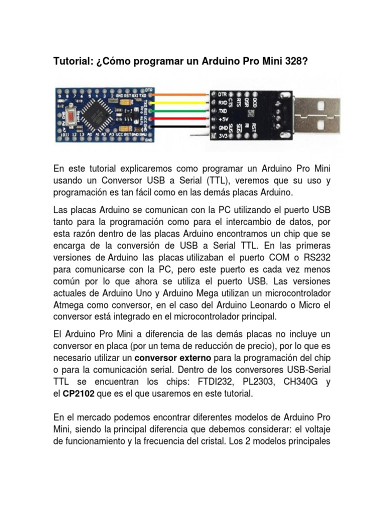Programando Arduino Mini Pro | PDF | Arduino | Microcontrolador