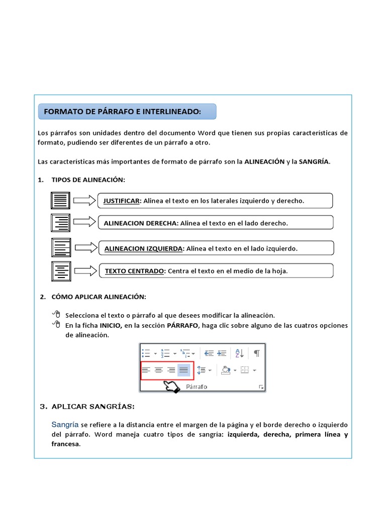 Los Párrafos Son Unidades Dentro Del Documento Word Que Tienen Sus ...