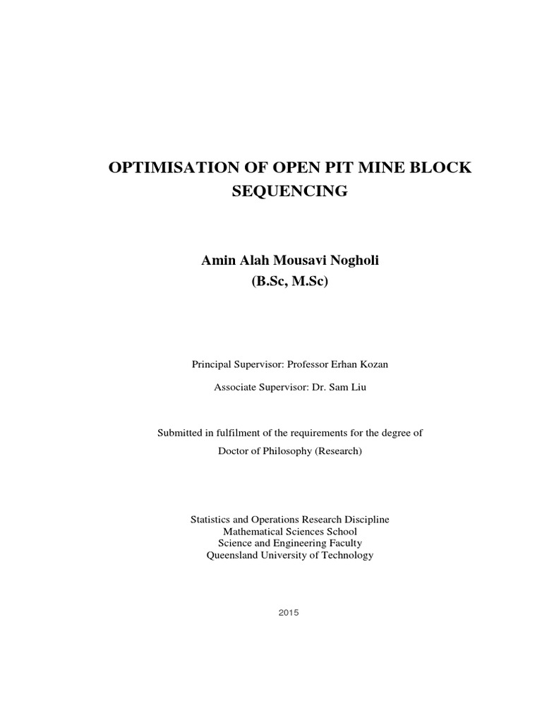 Optimisation of Open Pit Mine Block Sequency PDF | PDF | Mining | Mathematical Optimization