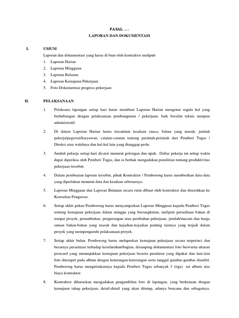Pek Laporan Dan Dokumentasi | PDF