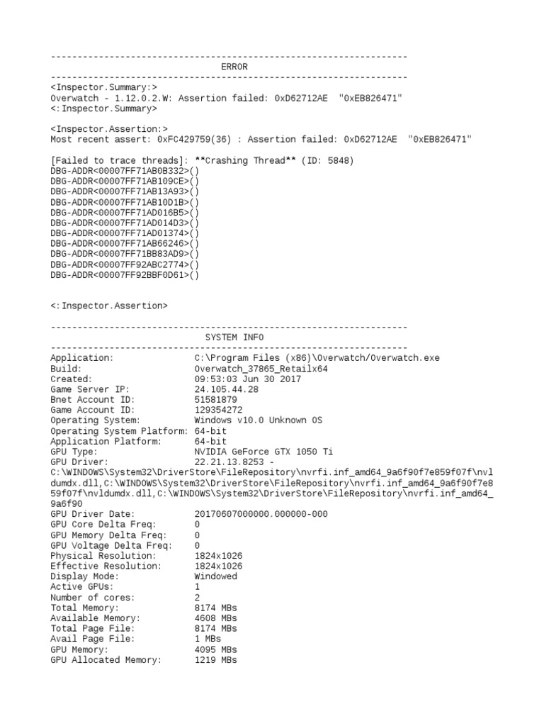 Overwatch 37865 Retailx64 enUS 9844 07-06-17 01.46.29 ErrorLog | PDF | Graphics Processing Unit ...