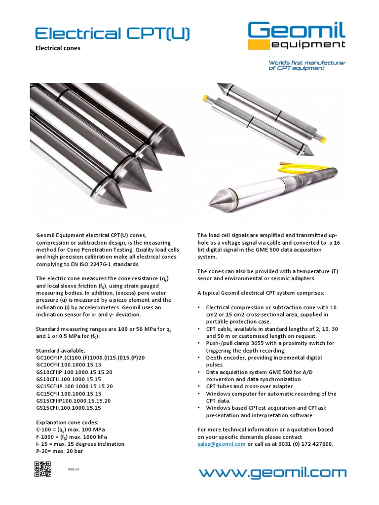 Geomil Electrical CPT (U) Leaflet | PDF | Data Acquisition | Electronics