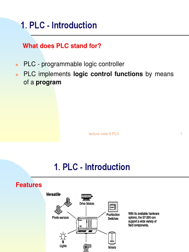 Note 8 PLC Introduction | PDF | Programmable Logic Controller ...