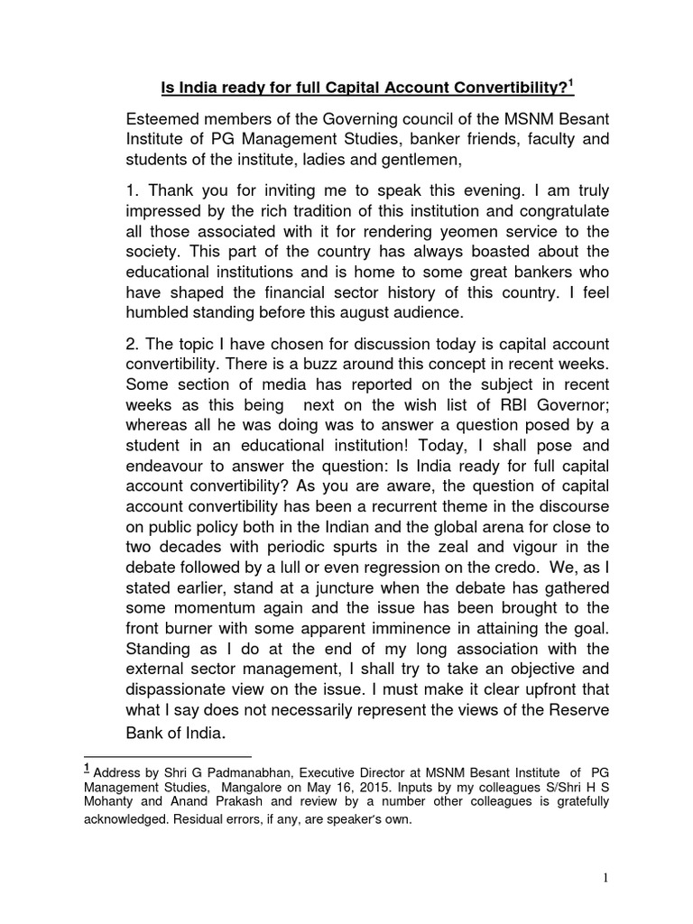 Capital Ac Convertability | PDF | Capital Control | Capital Account