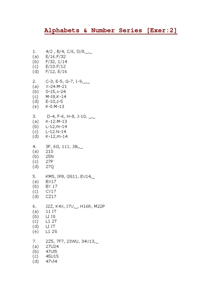 Alphabets & Number Series | PDF