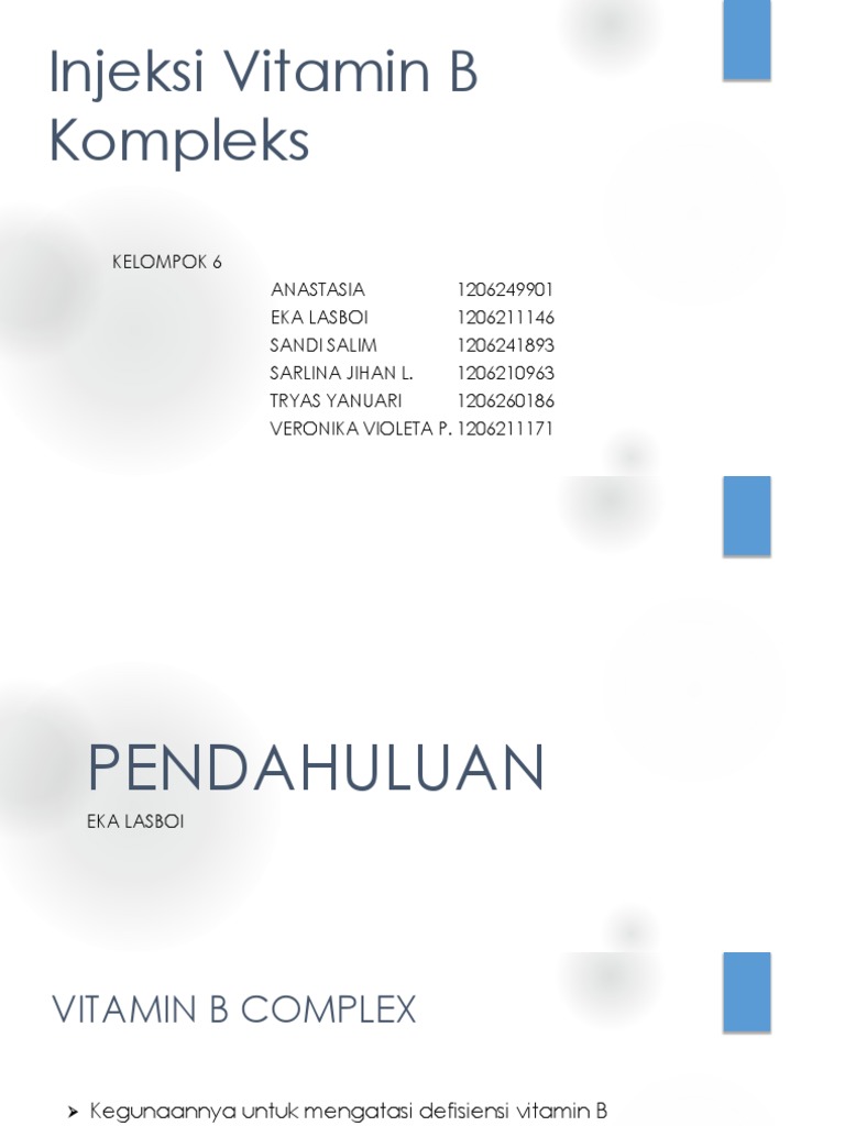 Vitamin B Kompleks Injeksi: Formulasi dan Cara Pembuatan | PDF