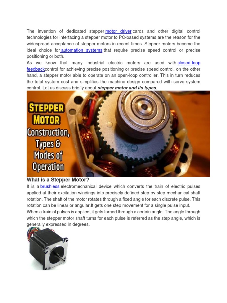 Stepper Motor | Download Free PDF | Electric Motor | Electrical Components