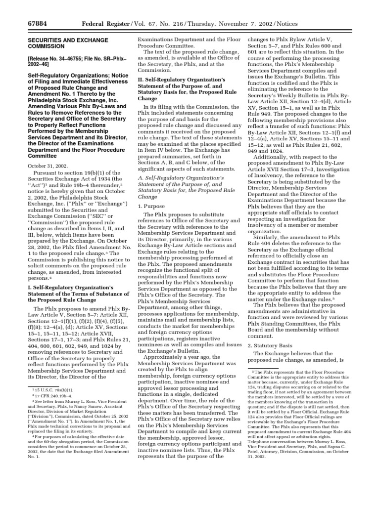 Federal Register-02-28284 | PDF | By Law | Securities Exchange Act Of 1934