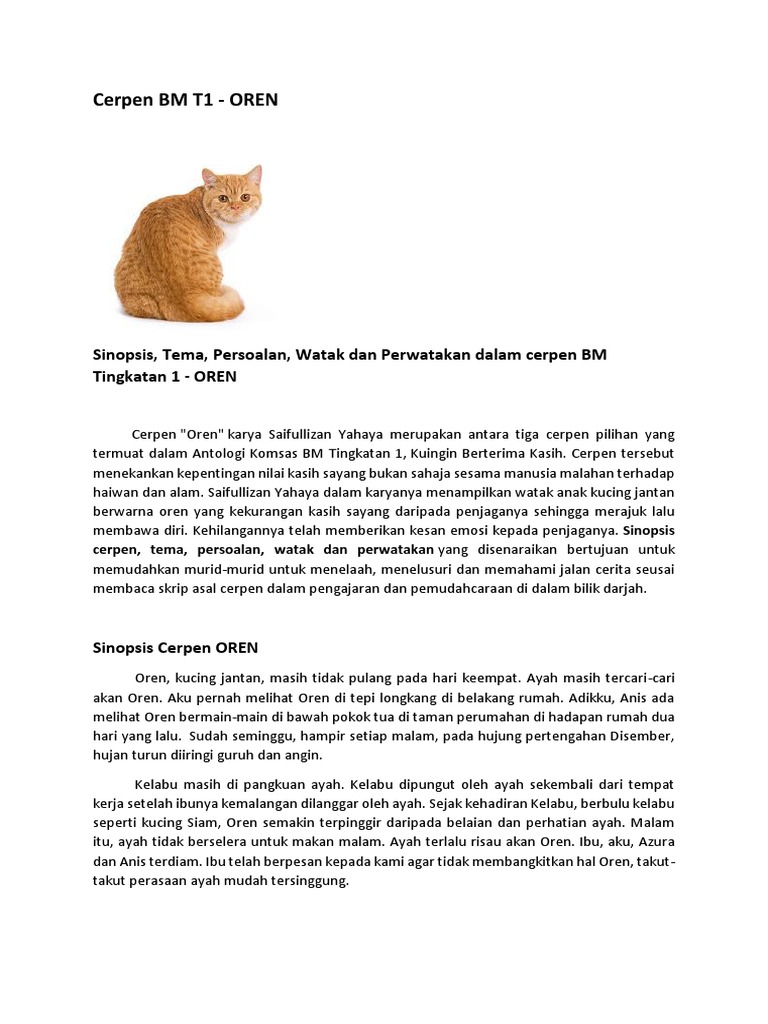 Cerpen Oren BM T1 | PDF