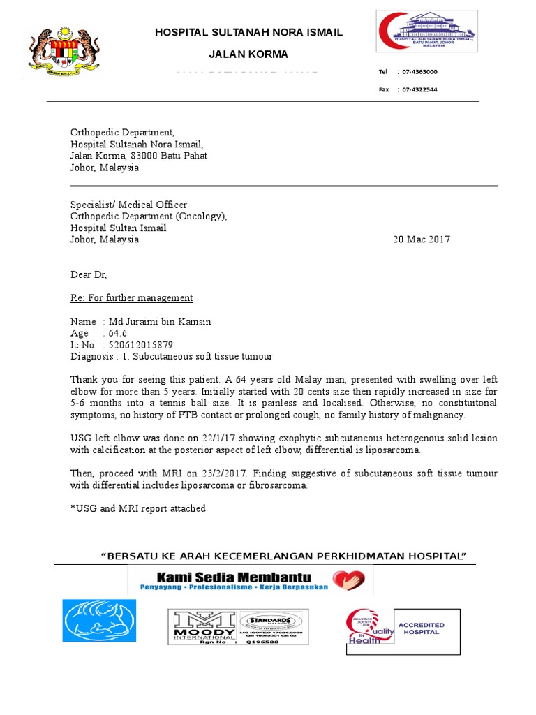 Referral Letter to Hsijb Ortho Onco Jurimi | Neoplasms | Medicine