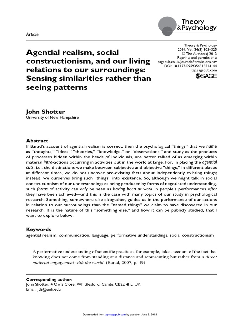 Shotter TP Agential Realism 2014 PDF | PDF | Social Constructionism ...