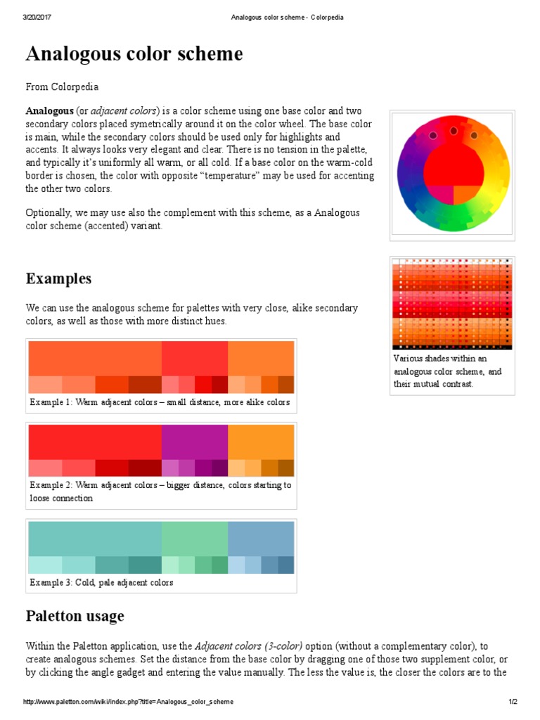 Analogous Color Scheme - Colorpedia | Download Free PDF | Vision | Color