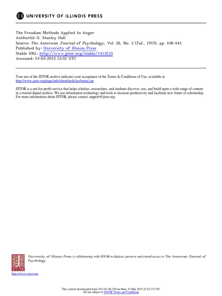 The Freudian Methods Applied To Anger | PDF | Anger | Sigmund Freud