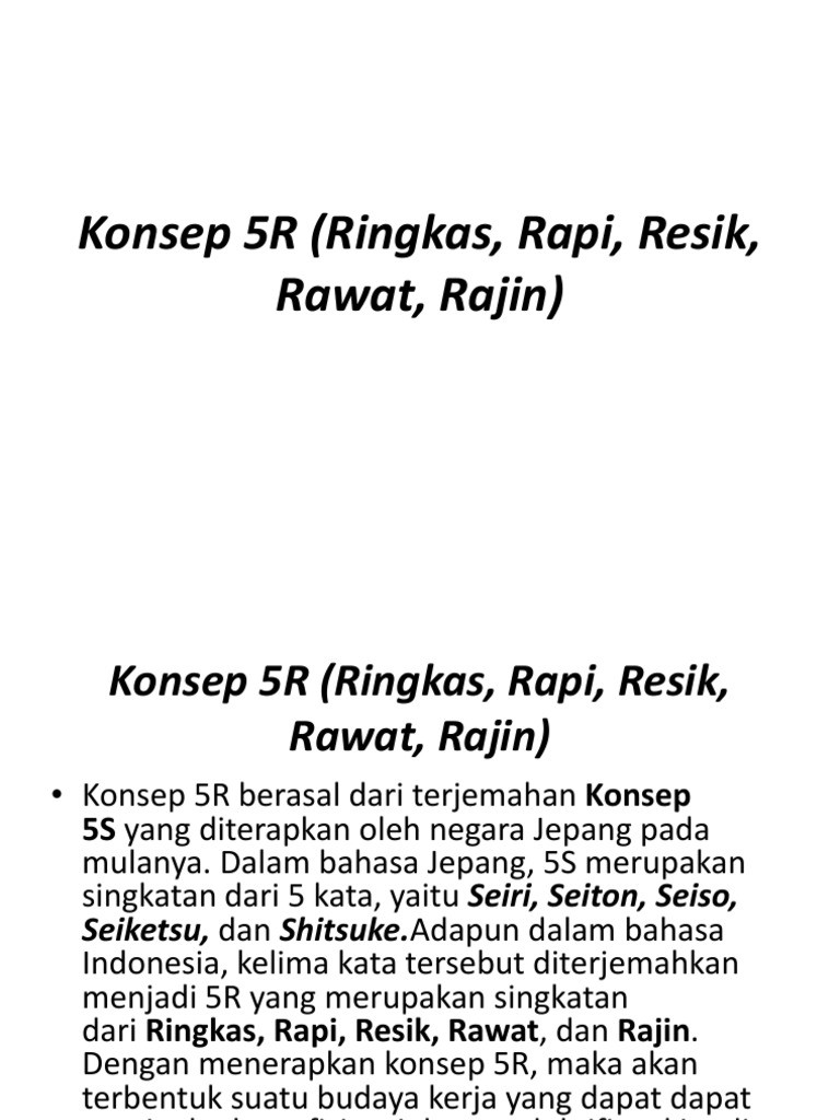 Konsep 5R (Ringkas, Rapi, Resik | PDF