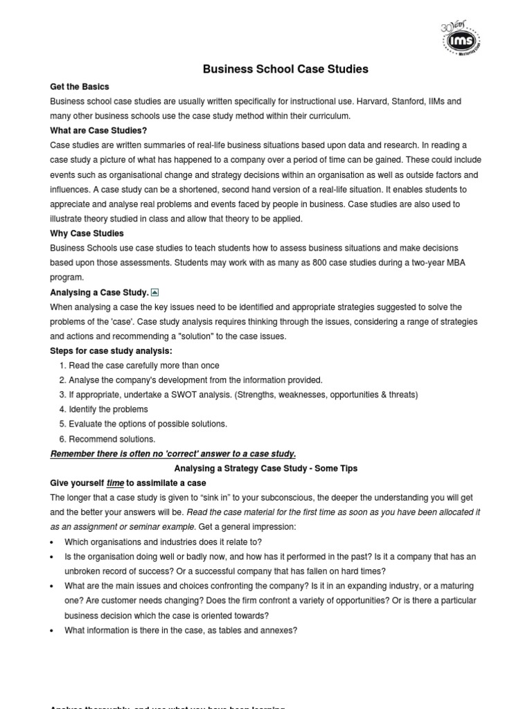 Case Study Intro | PDF | Case Study | Business School